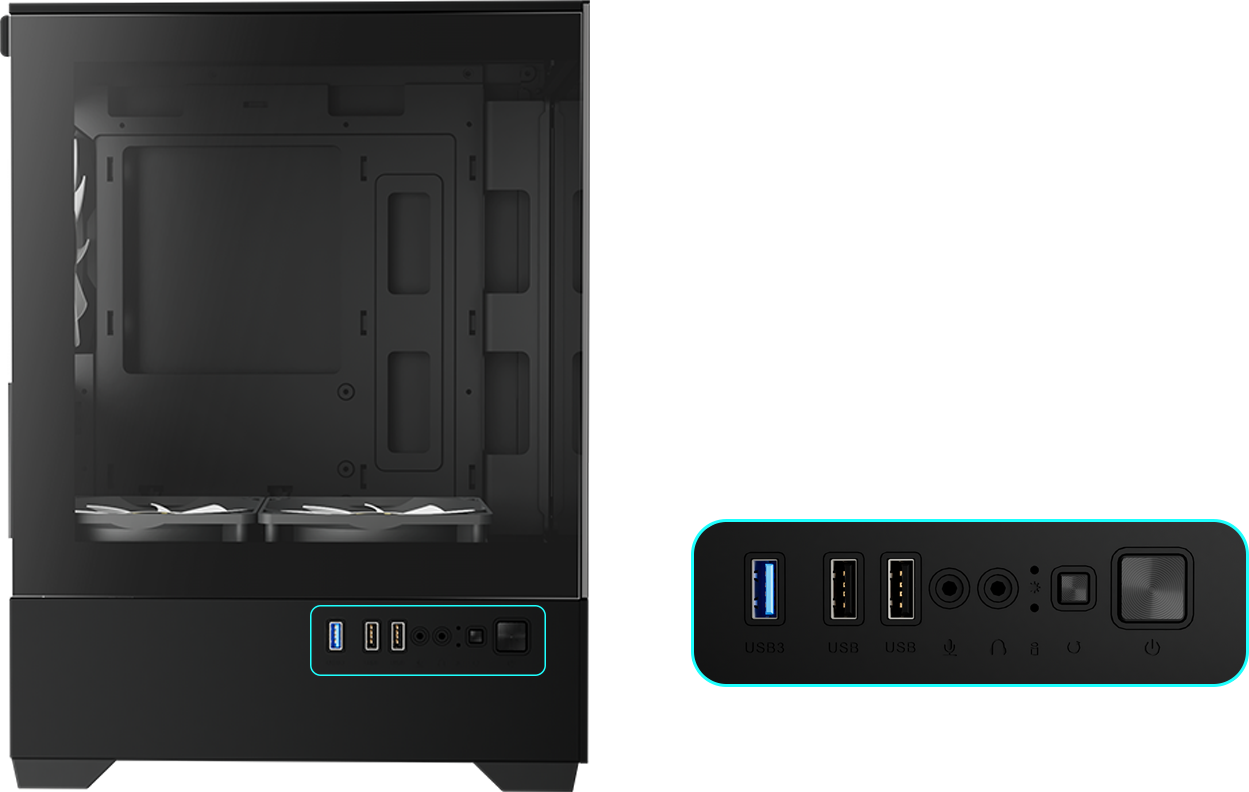 GAMDIAS AURA GC9M ARGB MICRO-TOWER BLACK CASE WITH 3 ARGB FANS - Nexcom ...