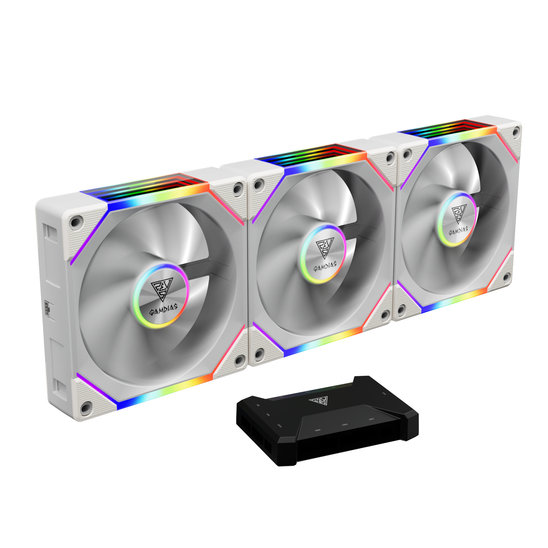 AEOLUS P2-1203U WH ARGB PWM 120mm Fan Pack | GAMDIAS
